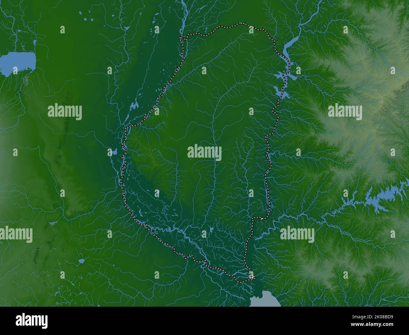 Entre Rios, province of Argentina. Colored elevation map with lakes and ...