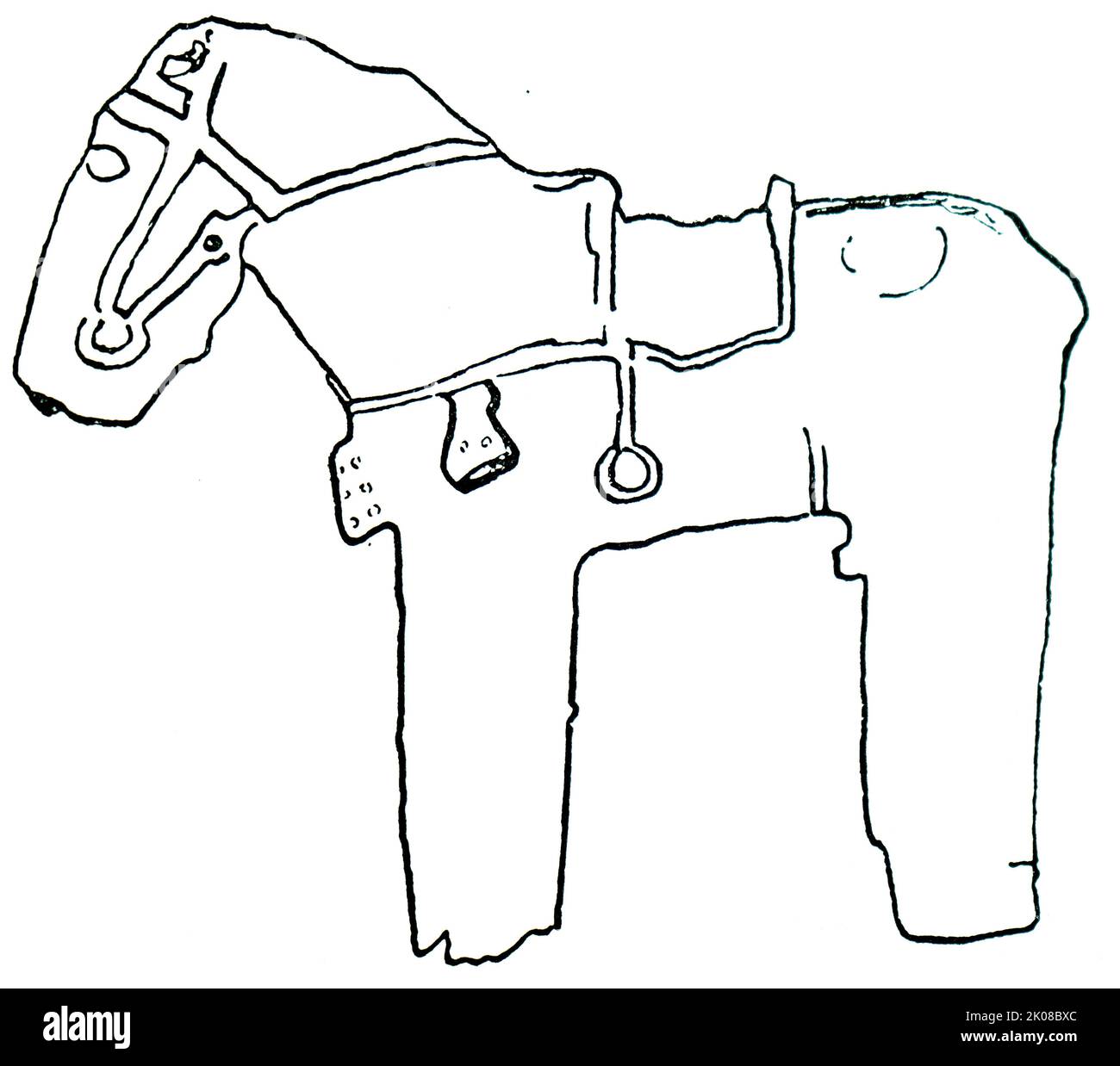 Haniwa representing a horse. The Haniwa are terracotta clay figures ...