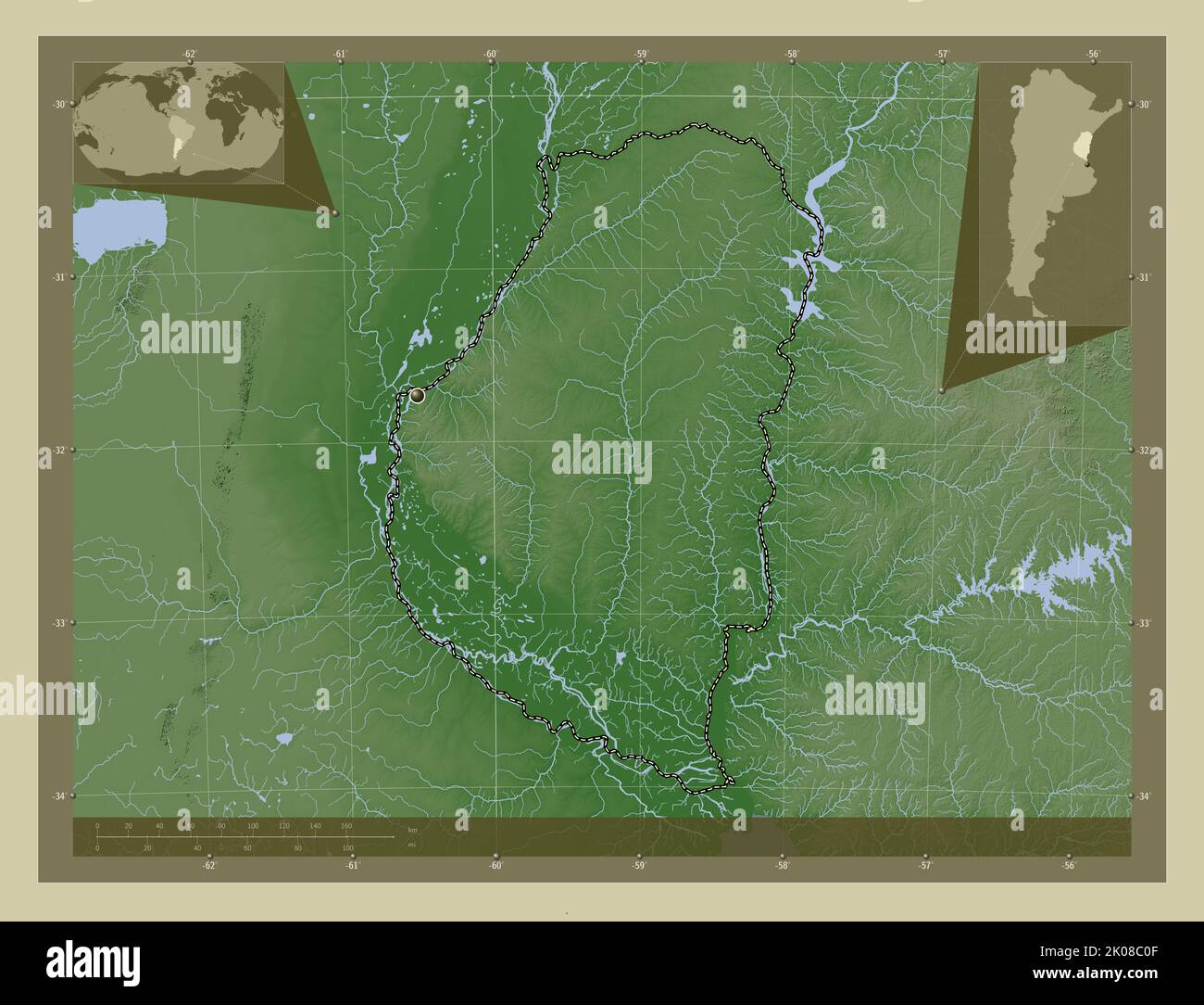 Entre Rios, province of Argentina. Elevation map colored in wiki style ...