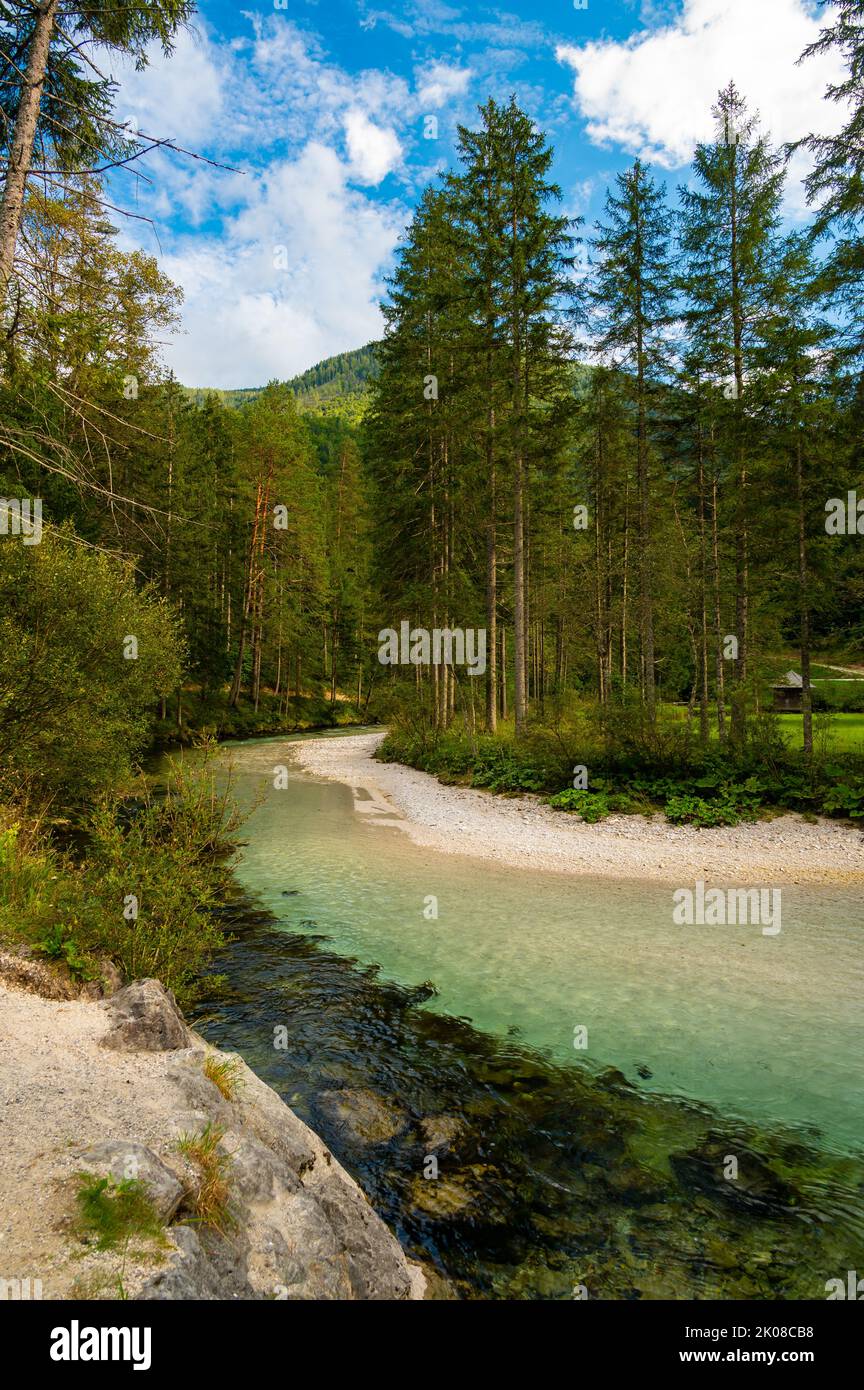 The Krumme Steyr river near the village Hinterstoder and famous lake ...