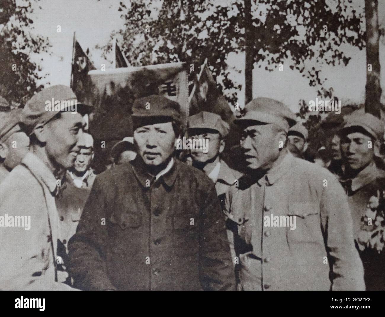 Mao Tze-Tung touring the proposed capital of China with General Chu Teh ...