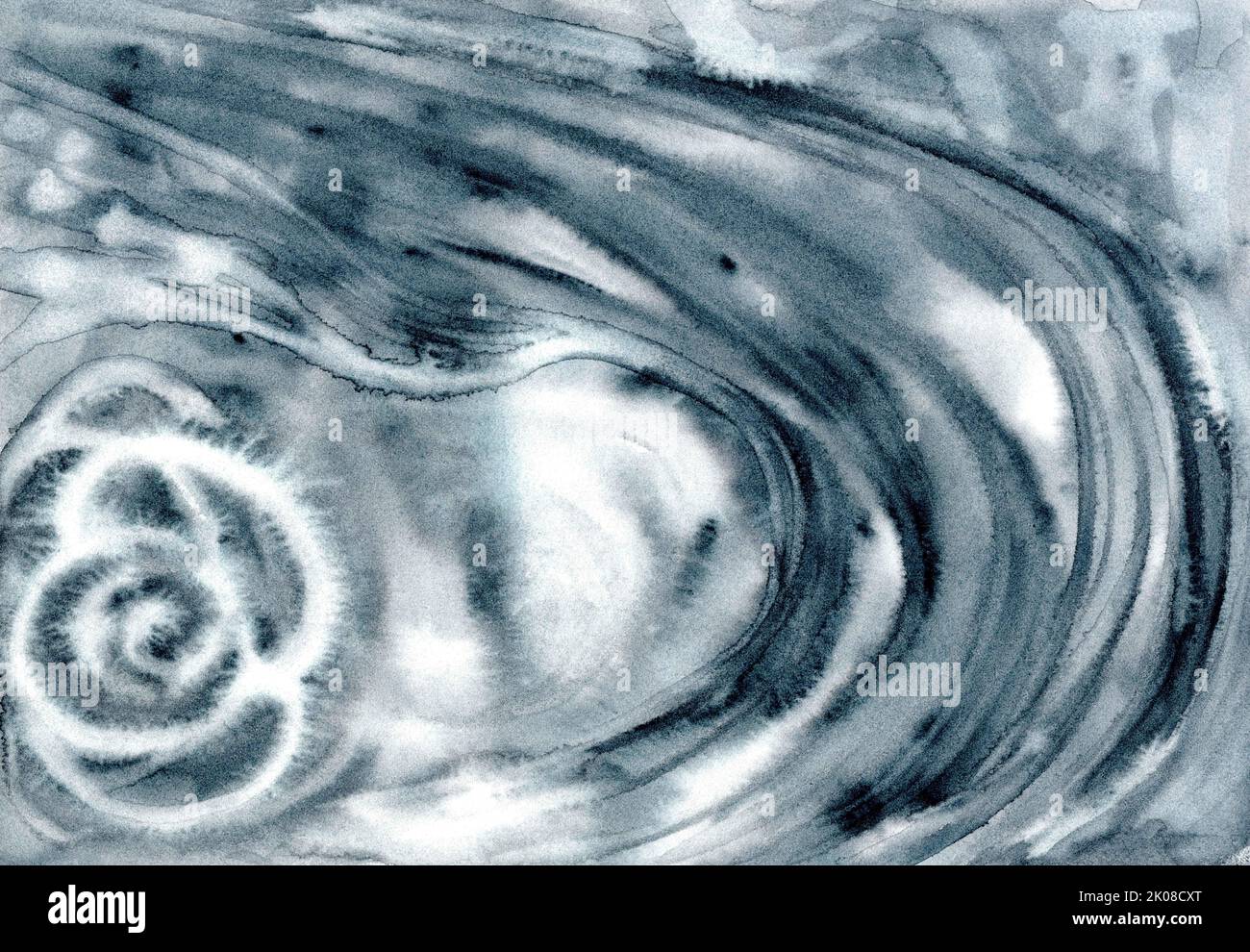 Abstract gray watercolor horizontal background with spots, splashes ...