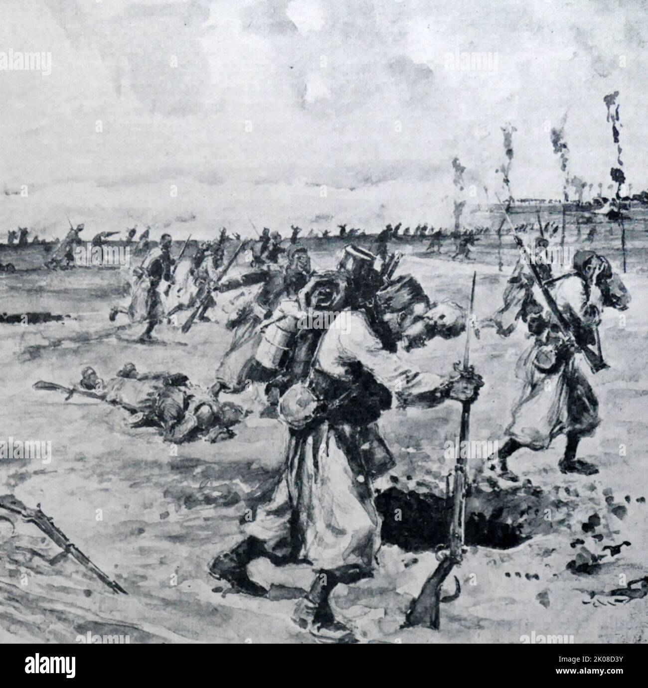 The first German gas attack on the Allied line at Langemarck during ...