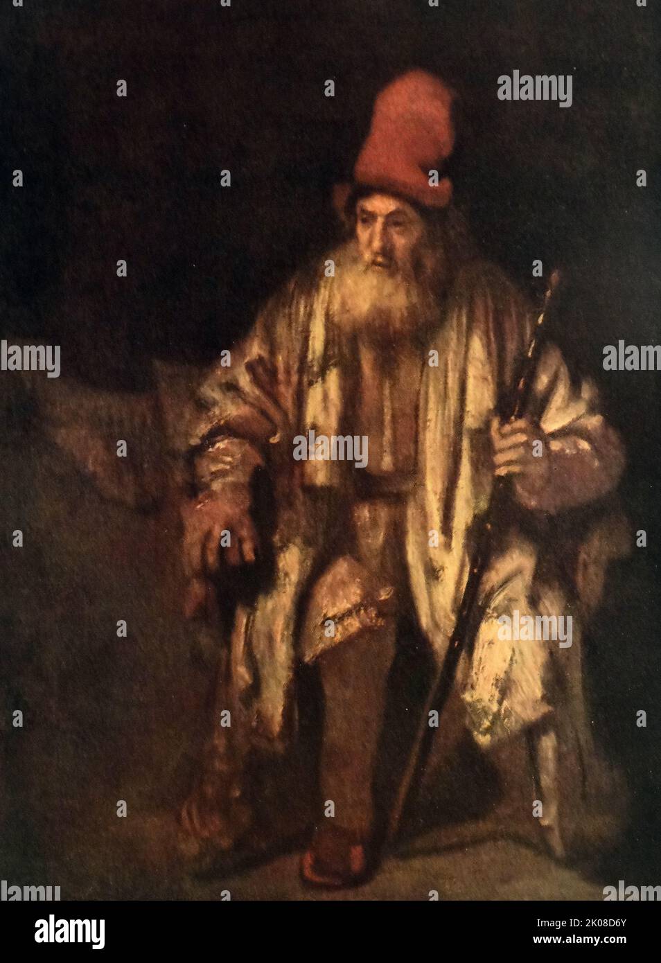Old man with the red cap. Painting by Rembrandt Harmenszoon van Rijn ...