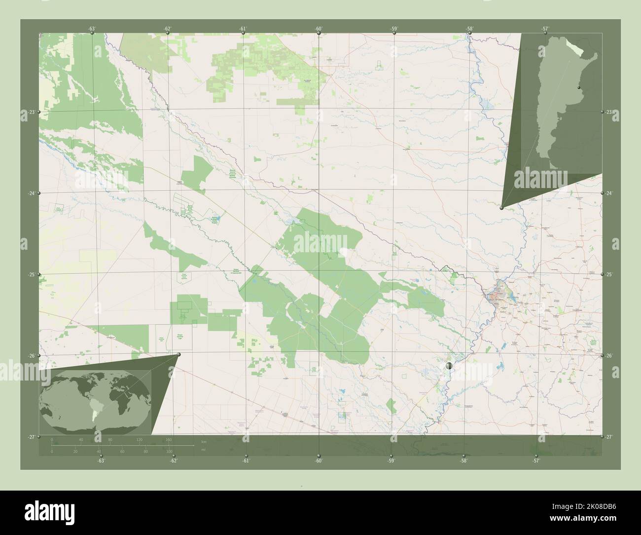 Formosa, province of Argentina. Open Street Map. Corner auxiliary ...