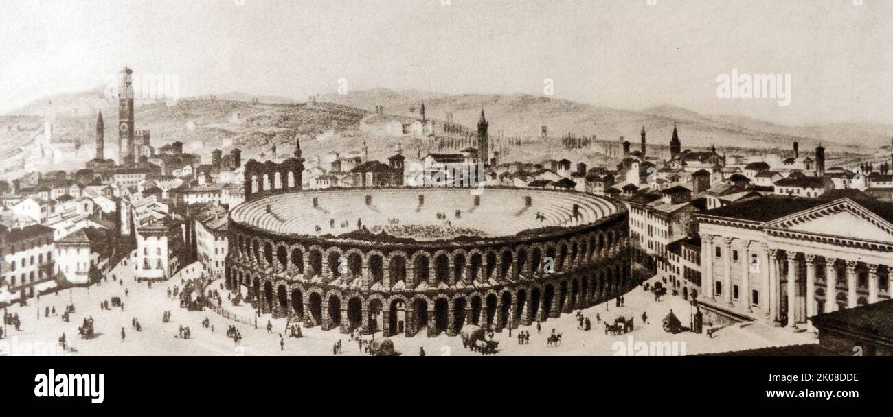 View of Verone. Verona is a city on the Adige River in Veneto, Italy ...
