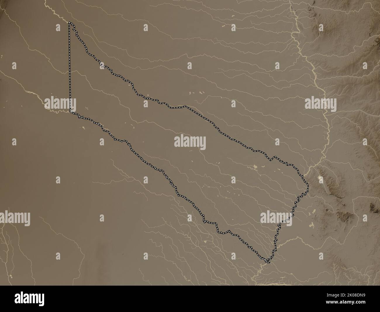 Formosa, province of Argentina. Elevation map colored in sepia tones ...