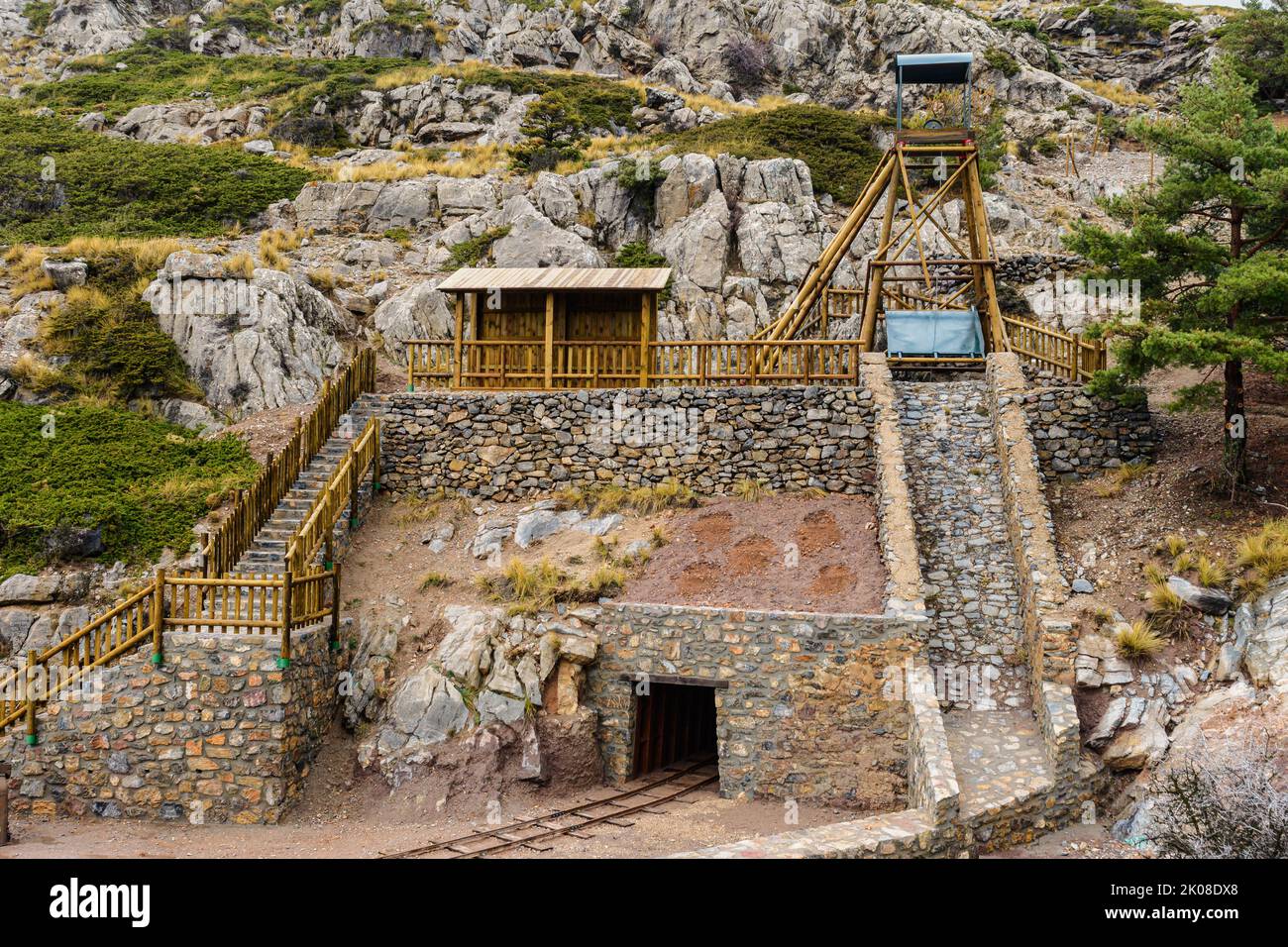 Exterior of a small iron mine, restored Stock Photo - Alamy