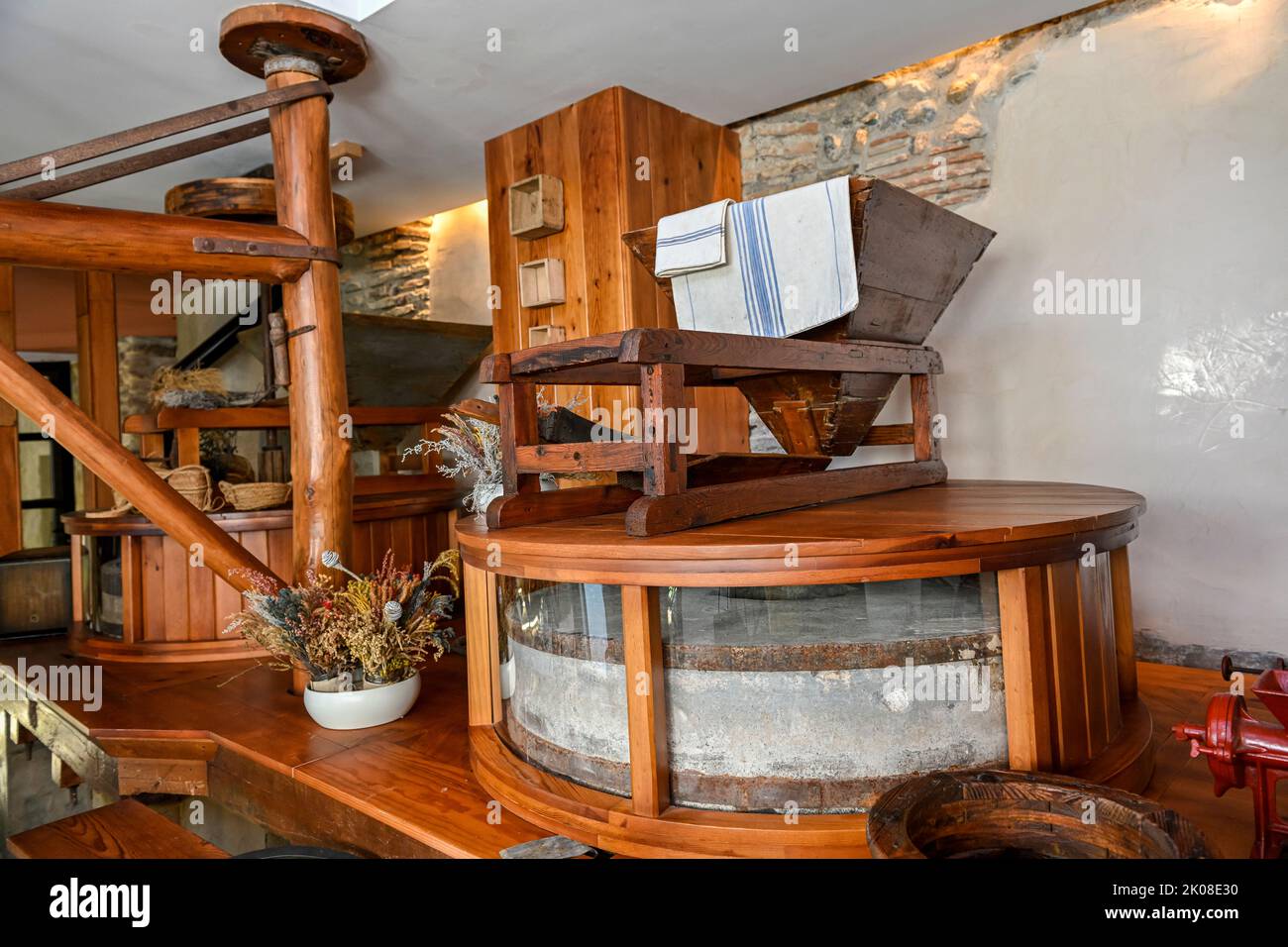 Interior of a restored hydraulic flour mill Stock Photo - Alamy