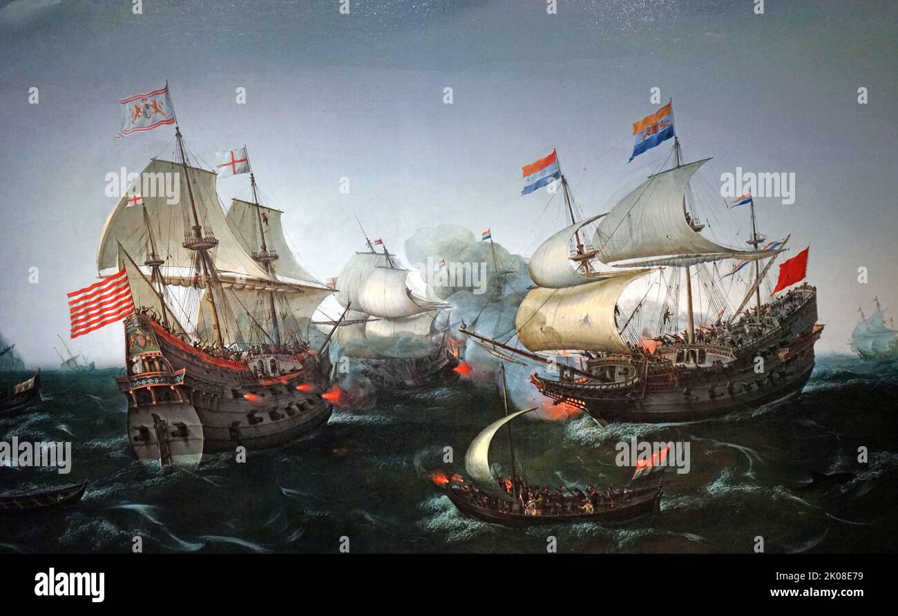 Skirmish between Amsterdam and English warships, 20th April, 1605, by ...