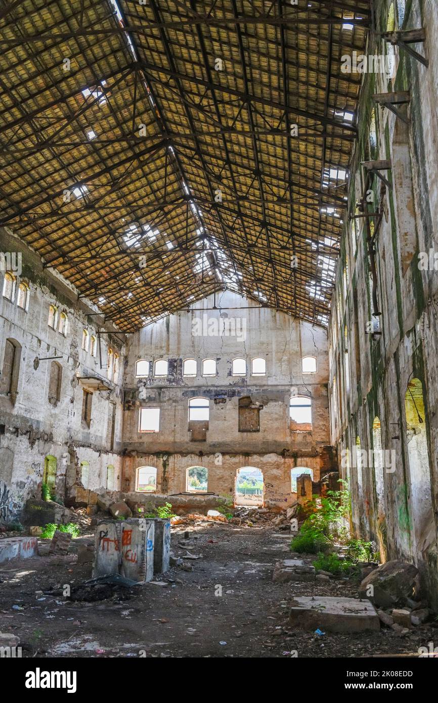 Interior of an abandoned industrial building Stock Photo - Alamy