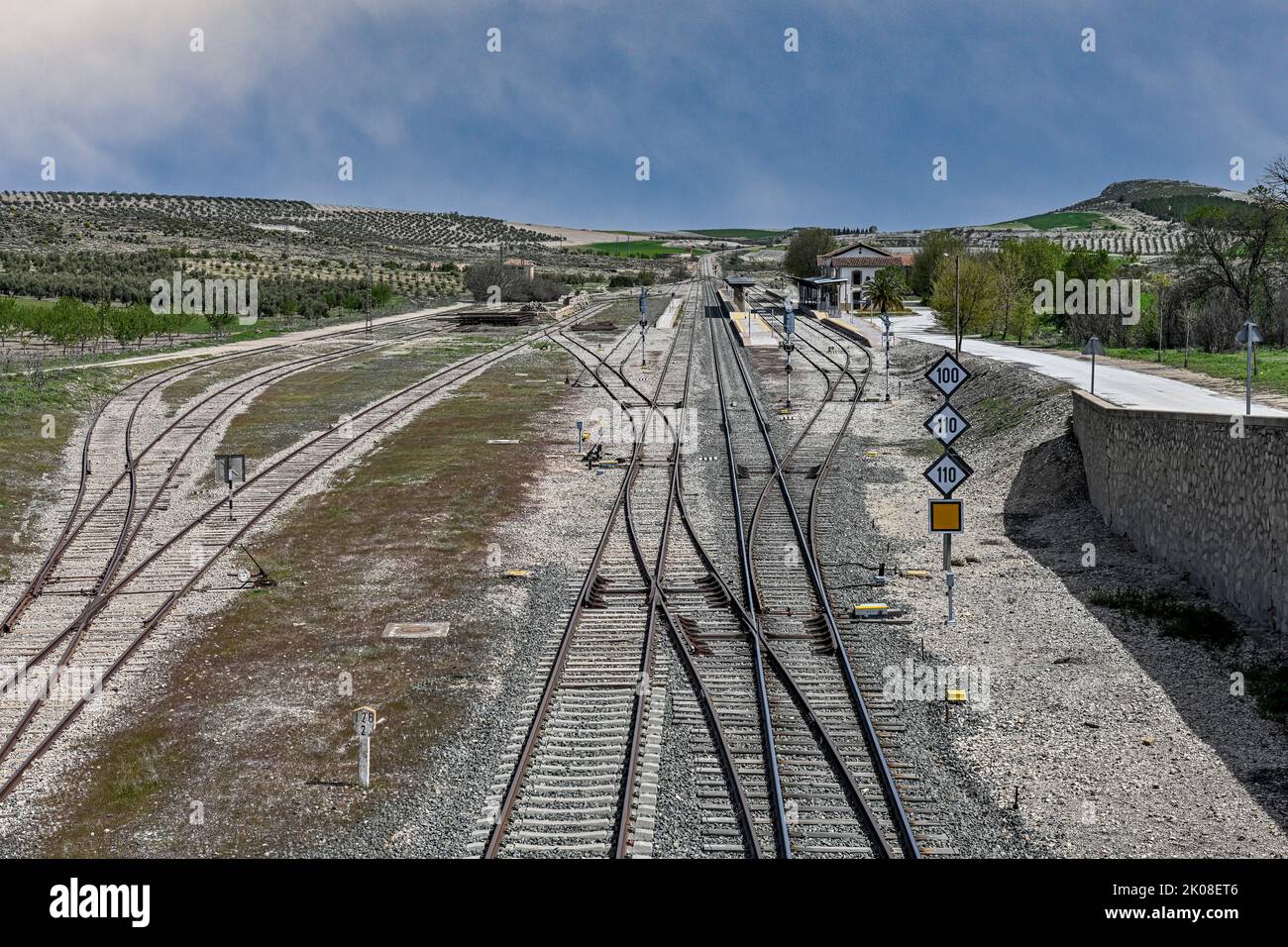 Railway infrastructure in the vicinity of a station Stock Photo - Alamy