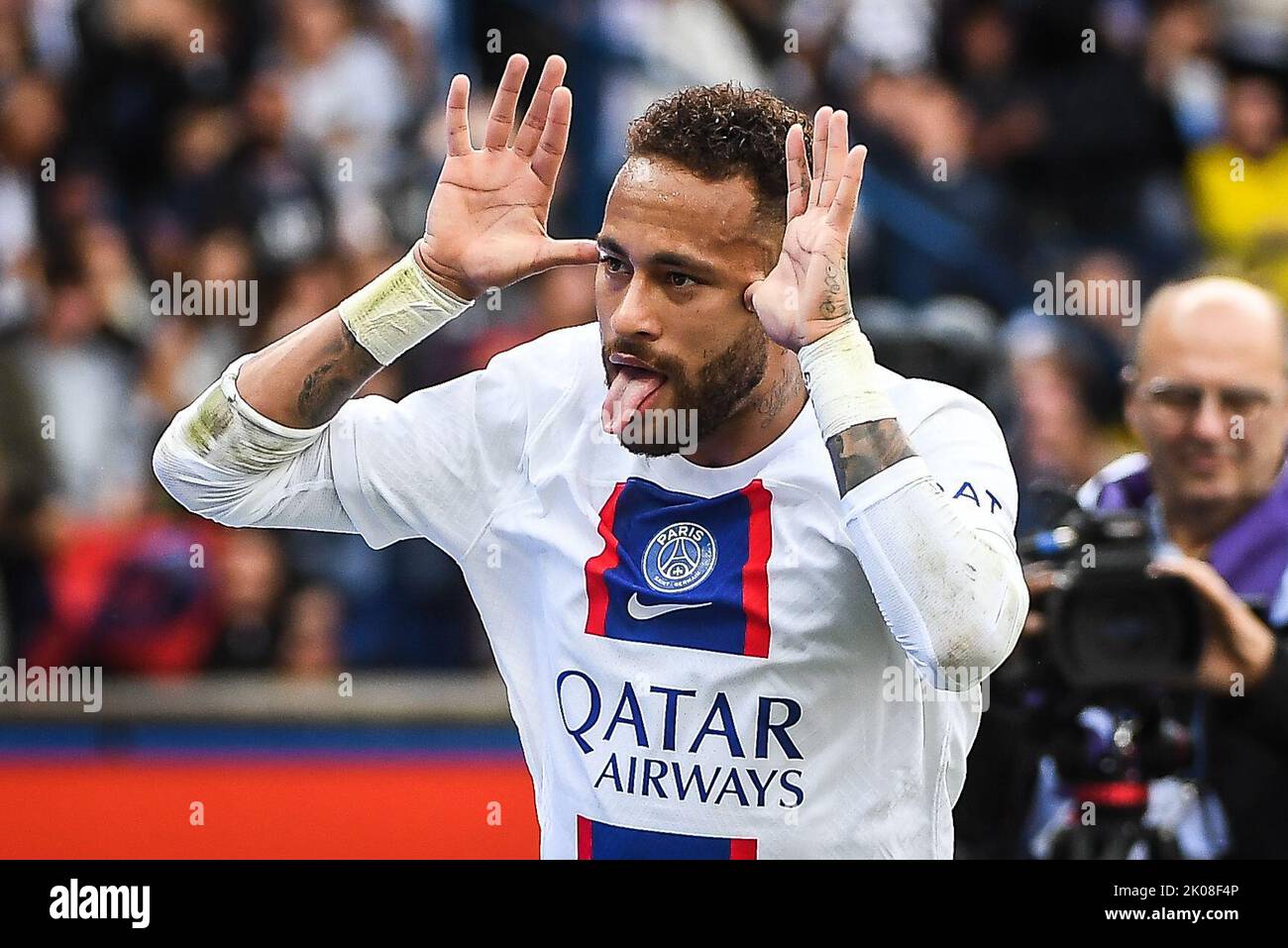NEYMAR JR of PSG celebrates his goal during the French championship ...