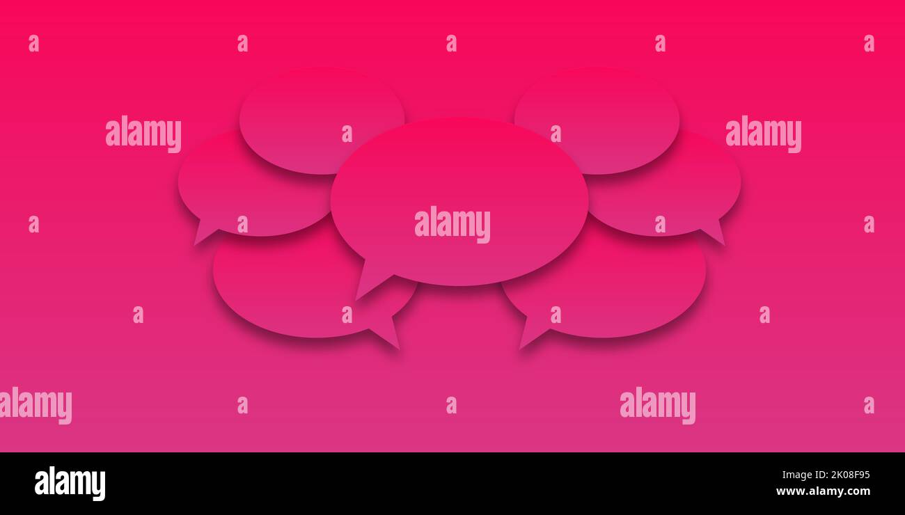 Circles pink purple lilac speech bubbles with shadow on isolated ...