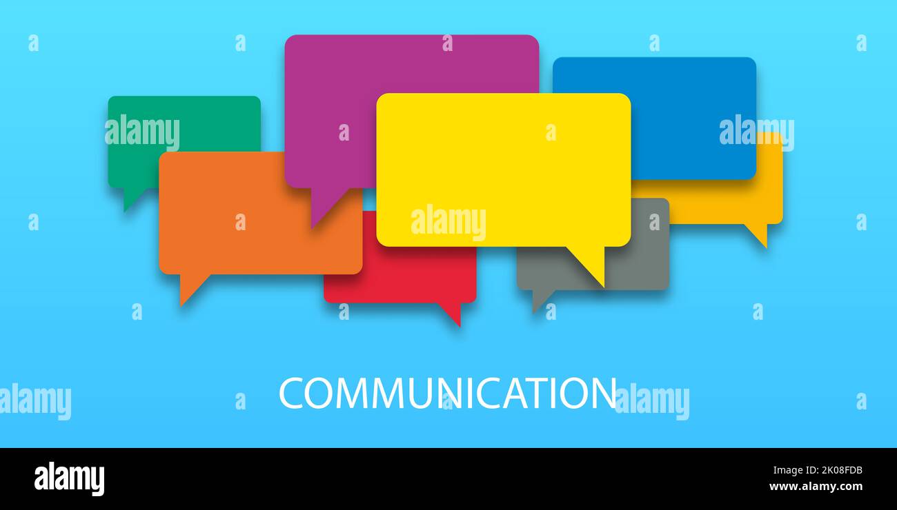 illustration of communication concept. Word communication with colorful ...