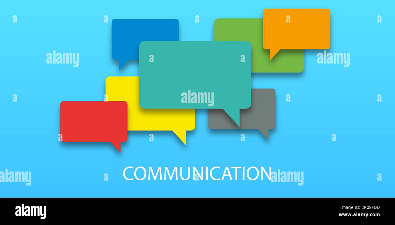 illustration of communication concept. Word communication with colorful ...