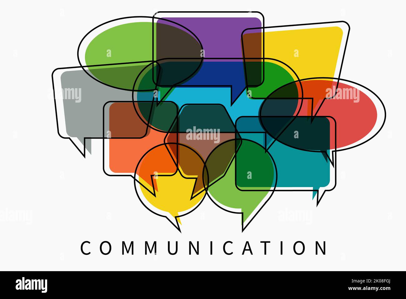 illustration doodles of a communication concept. The word communication ...
