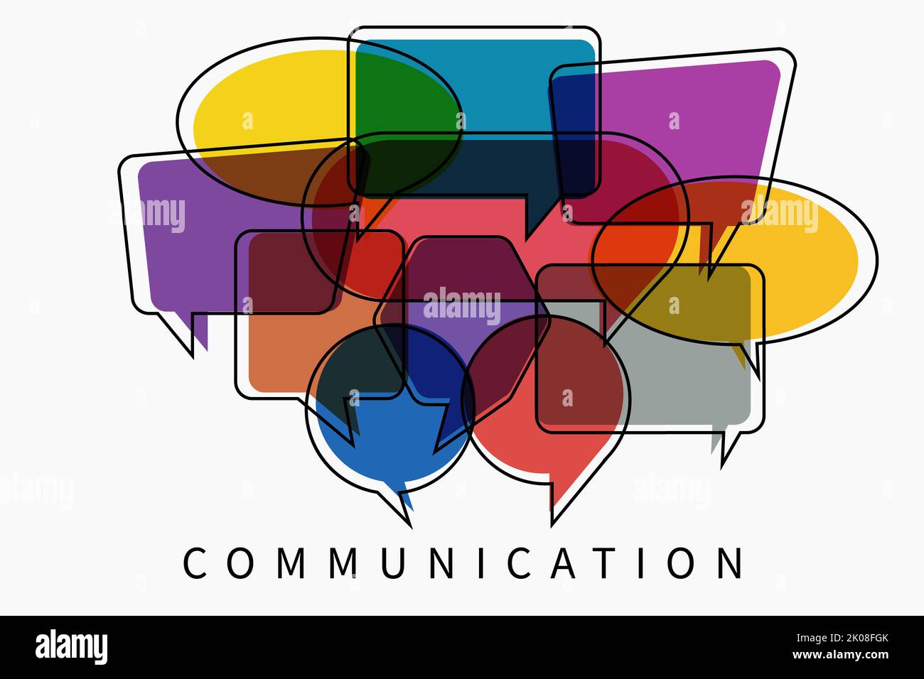 illustration of a communication concept. The word communication with ...