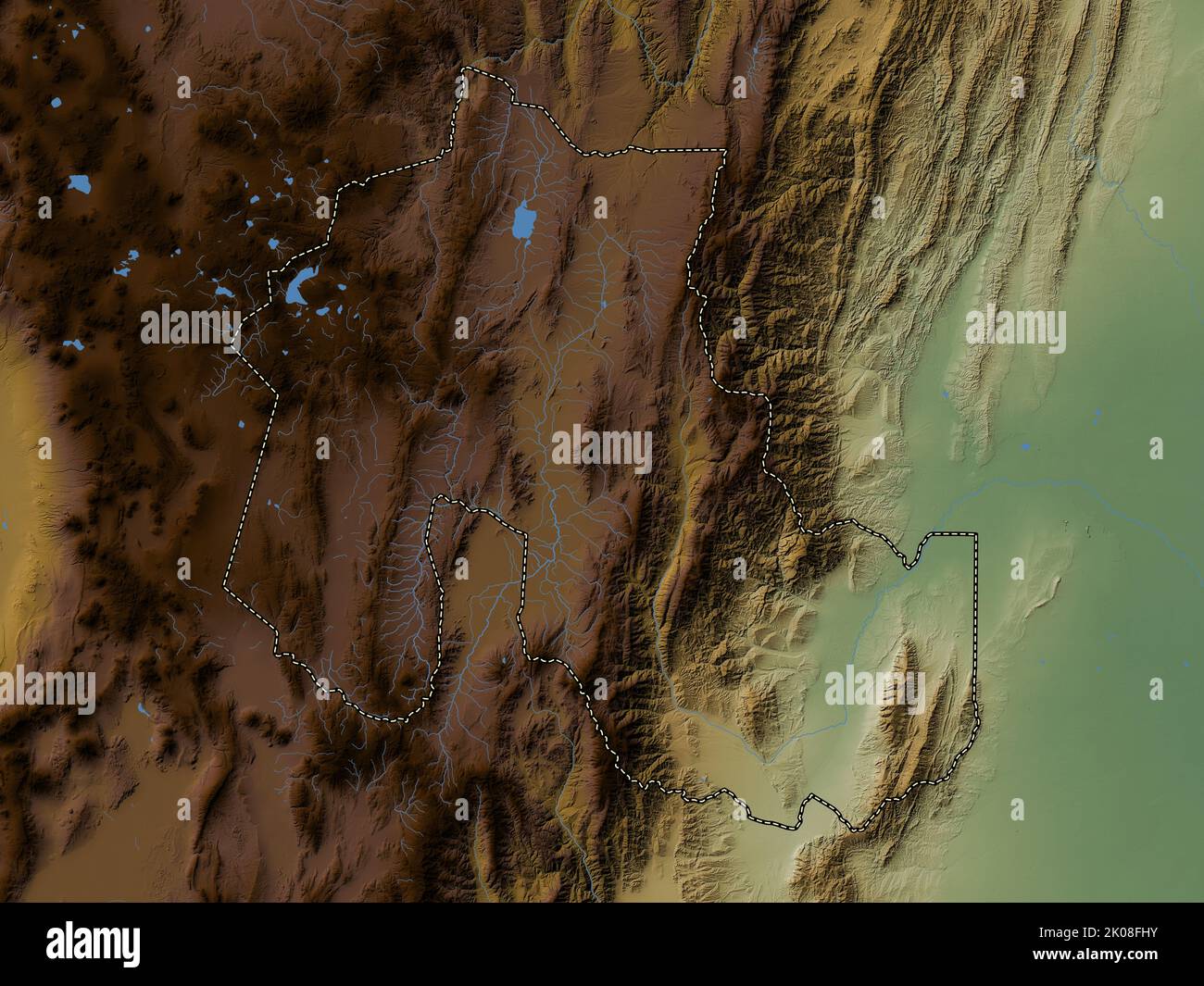 Jujuy, province of Argentina. Colored elevation map with lakes and ...