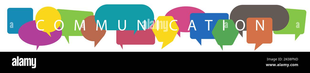 illustration of a communication concept. The word communication with ...