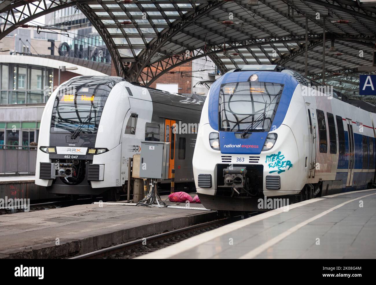 10 September 2022, North Rhine-Westphalia, Cologne: Trains of RXX and ...