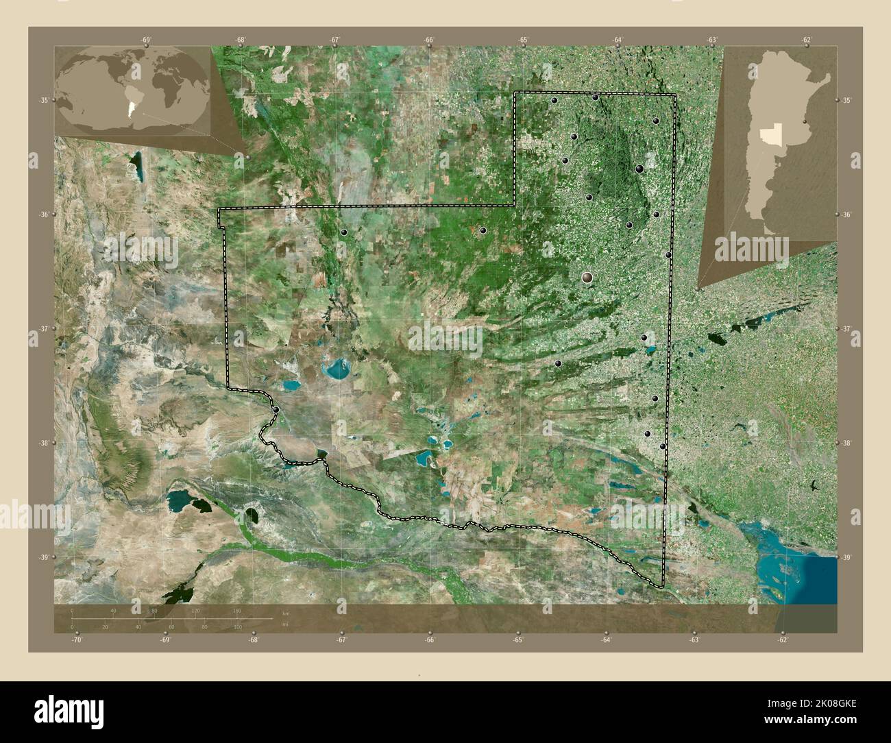La Pampa, province of Argentina. High resolution satellite map ...