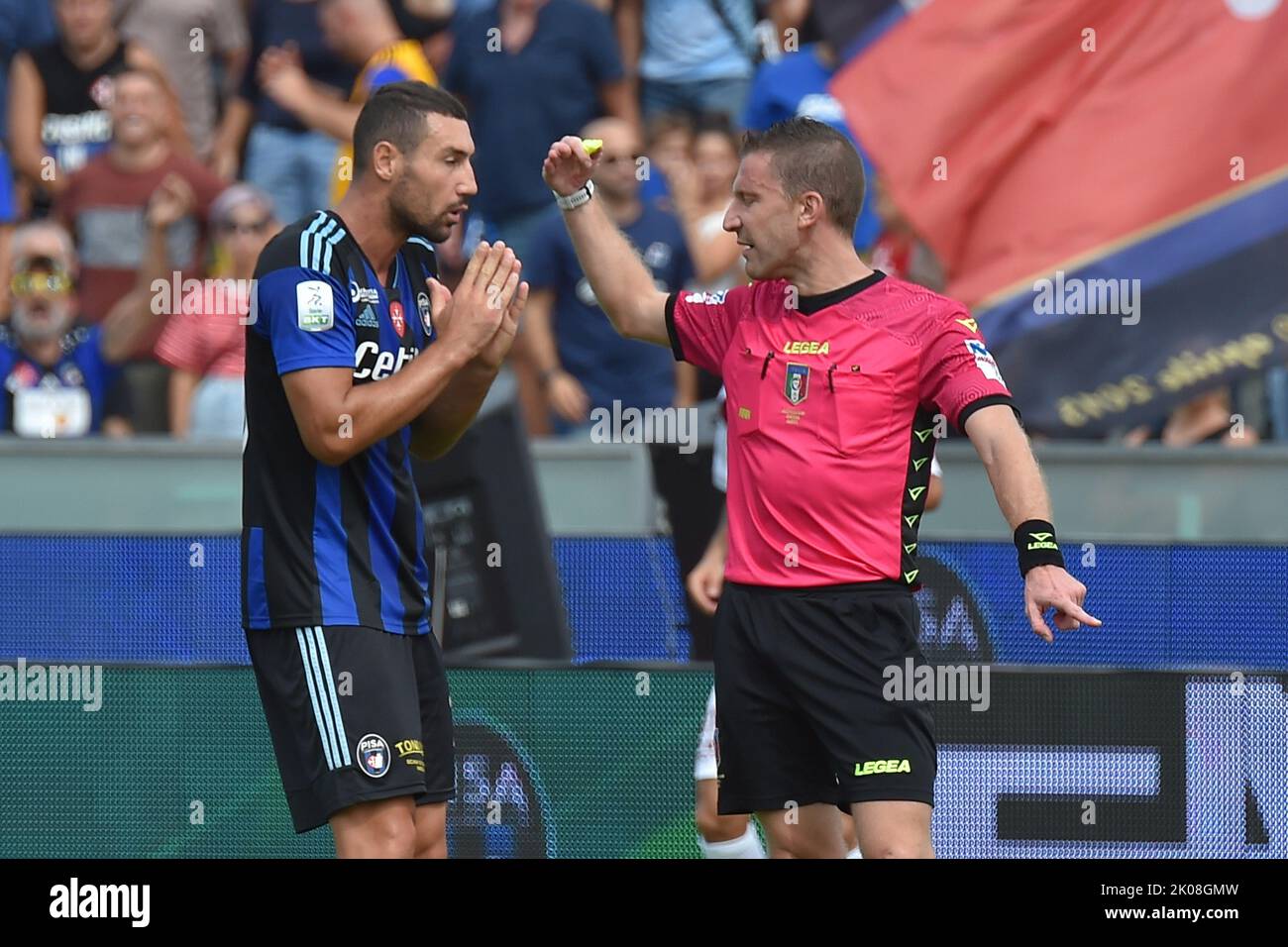 Pisa, Italy. 10th Sep, 2022. Artur Ionita (Pisa) protests to The ...