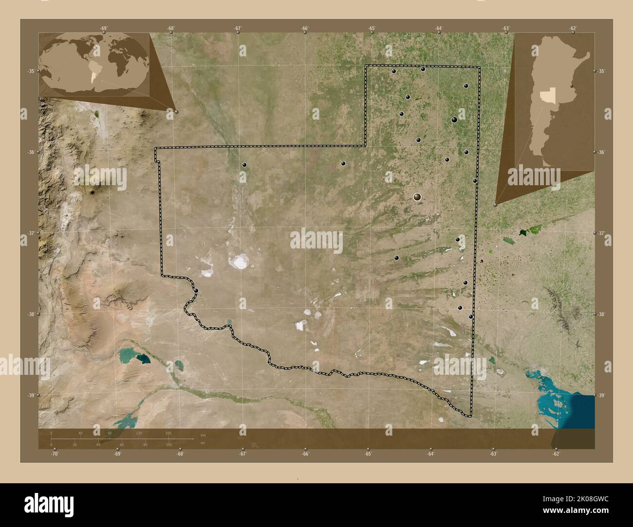 La Pampa, province of Argentina. Low resolution satellite map ...