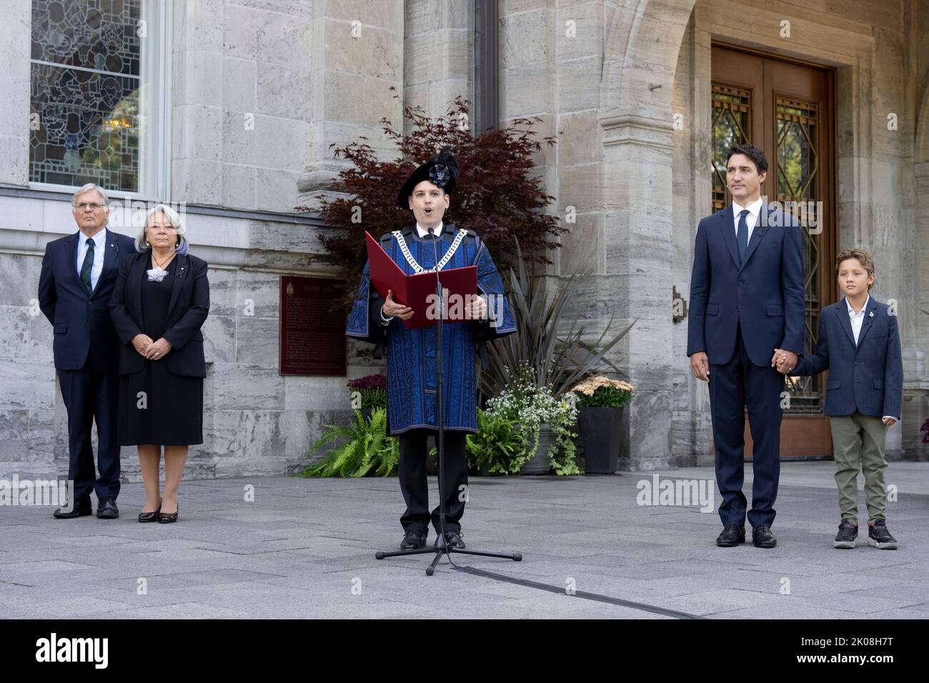 Governor General Mary Simon and her husband Whit Fraser, left, and ...
