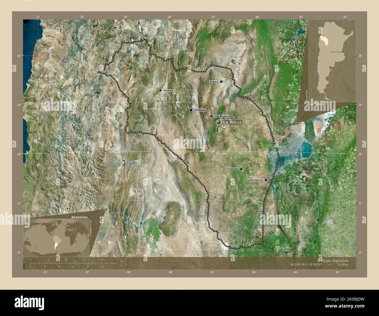 La Rioja, province of Argentina. High resolution satellite map ...