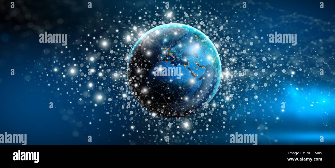 World business, People and Network connection concept. Global ...