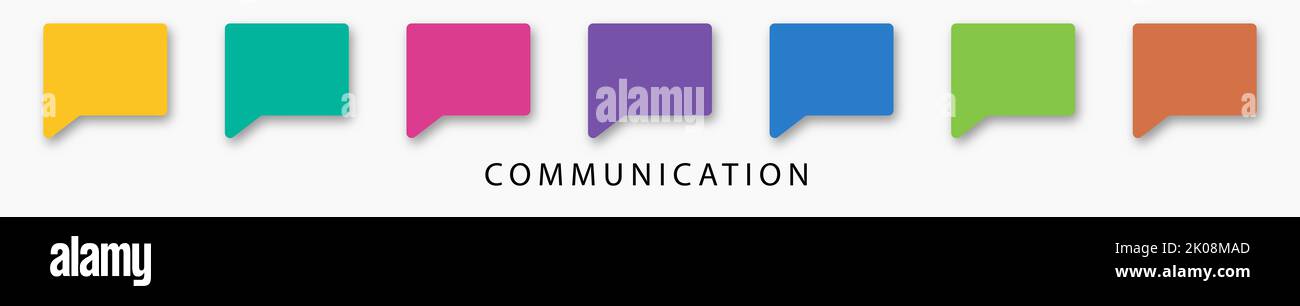Speech bubbles are different color on a white background with text ...