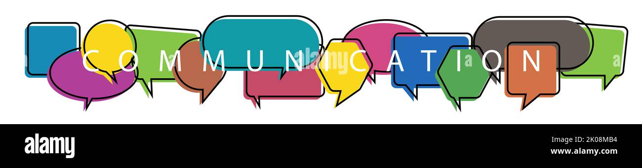 illustration of a communication concept. The word communication with ...