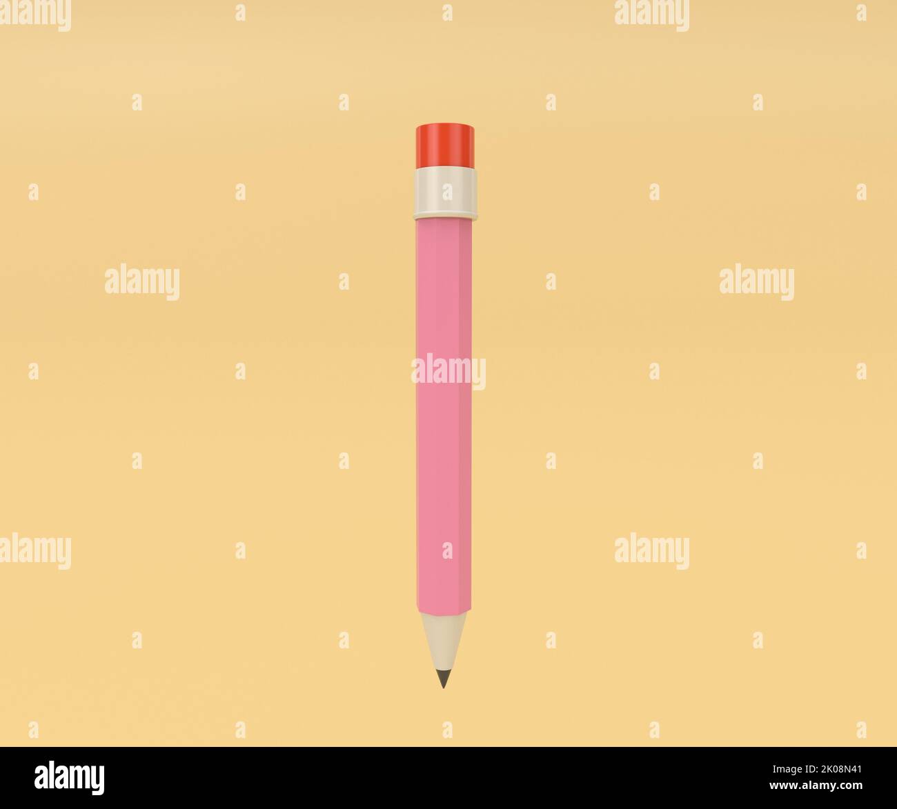 pink pencil icon, minimal 3d render illustration on Yellowish Orange ...