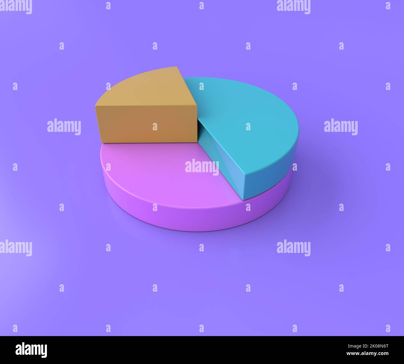 colorful pie chart graph icon 3d illustration, minimal 3d render ...