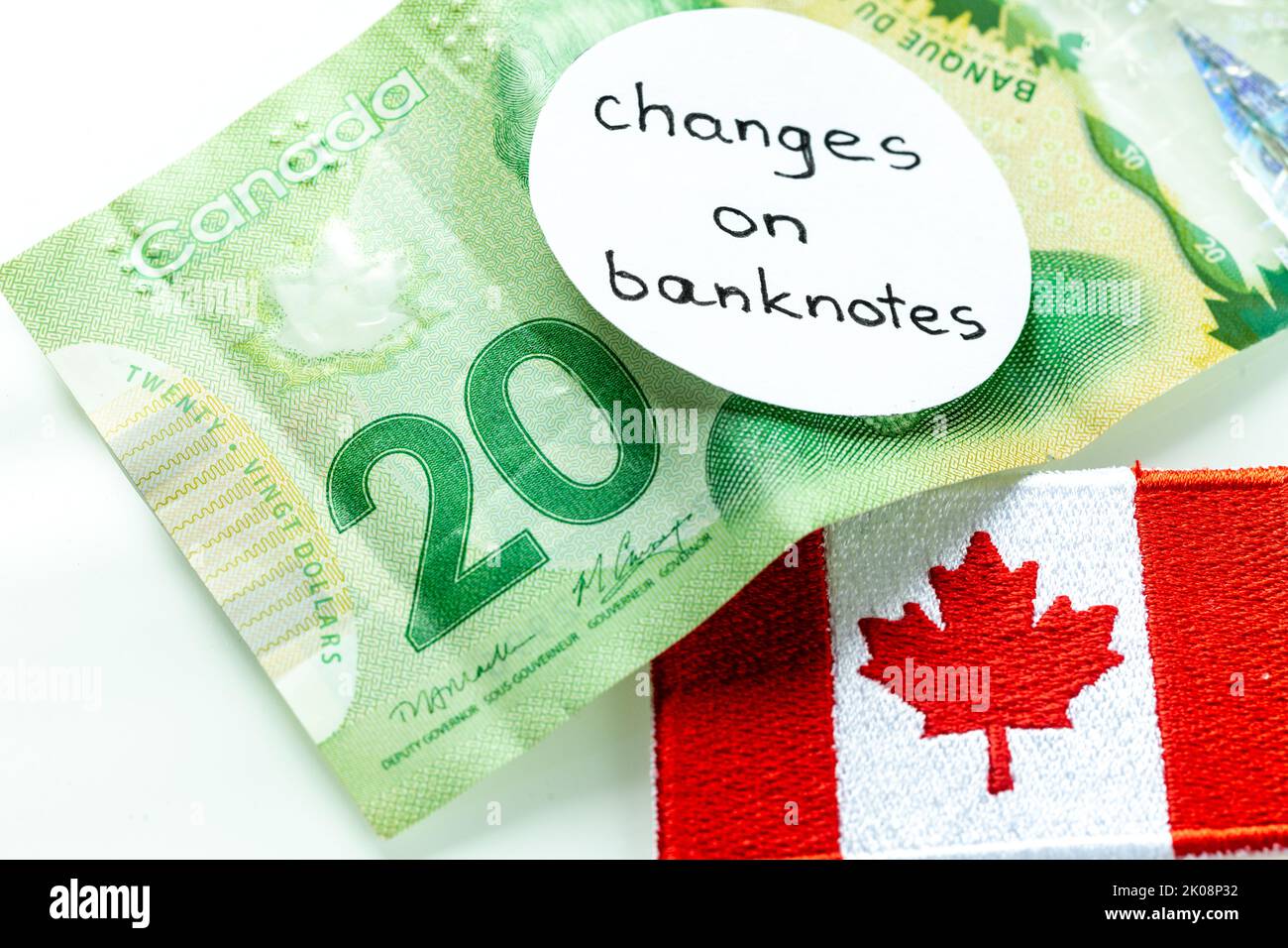 Canada $ 20 banknote with the veiled face of the English queen and ...