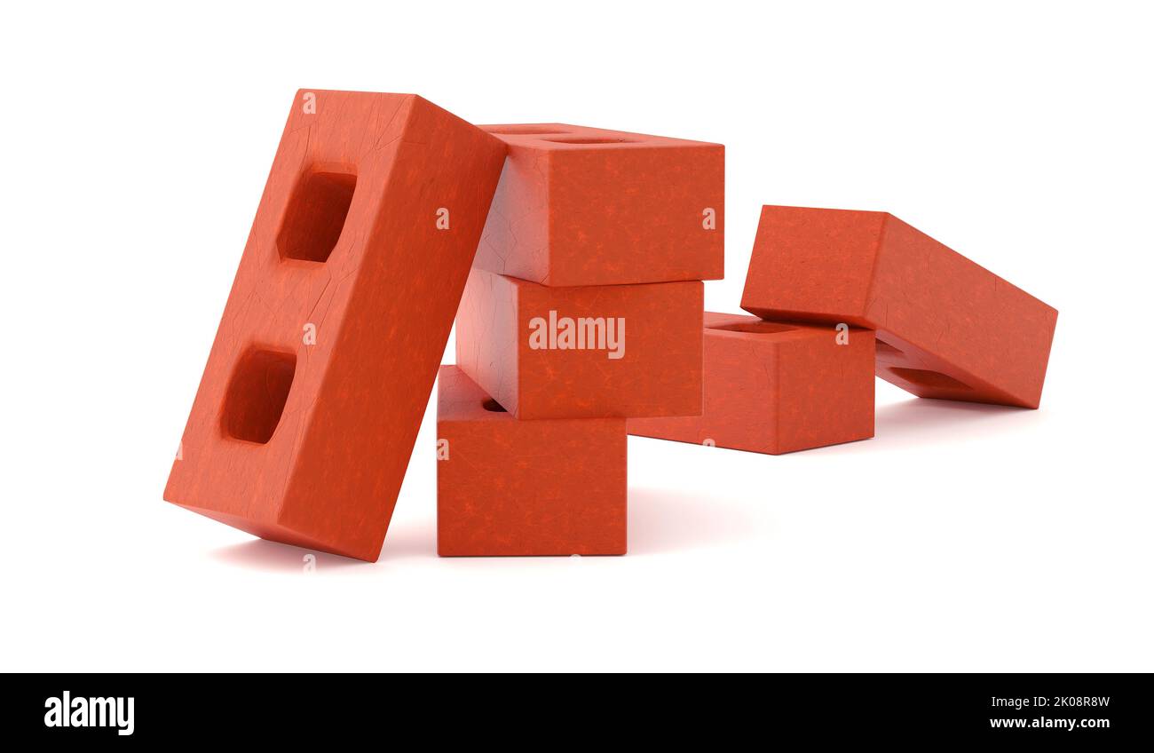 Hollow Red Clay Bricks for Construction Isolated on White Background ...