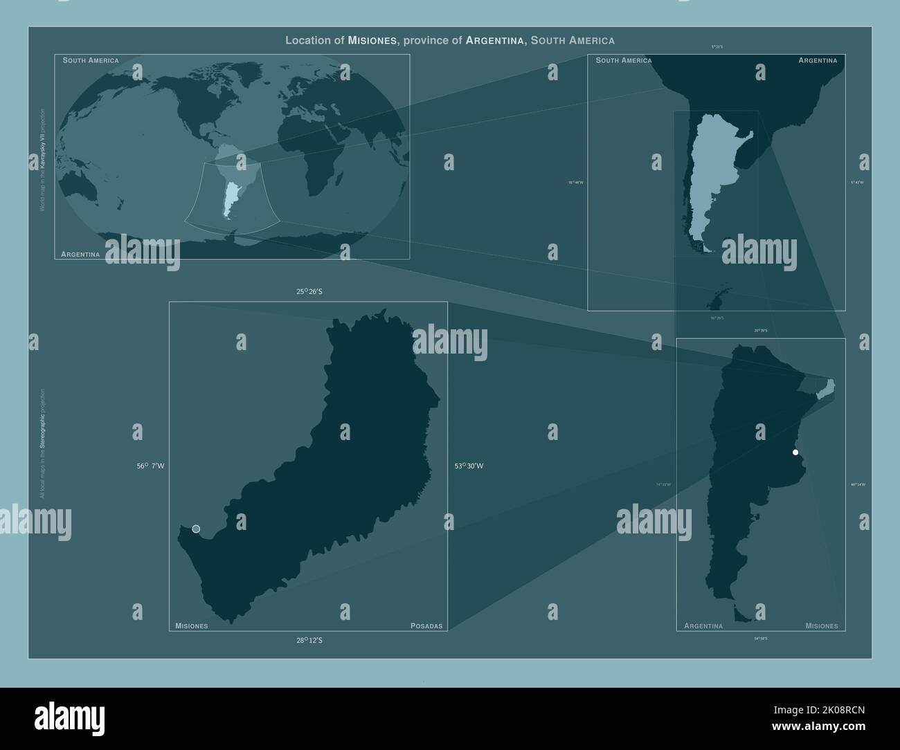 Misiones, province of Argentina. Diagram showing the location of the ...