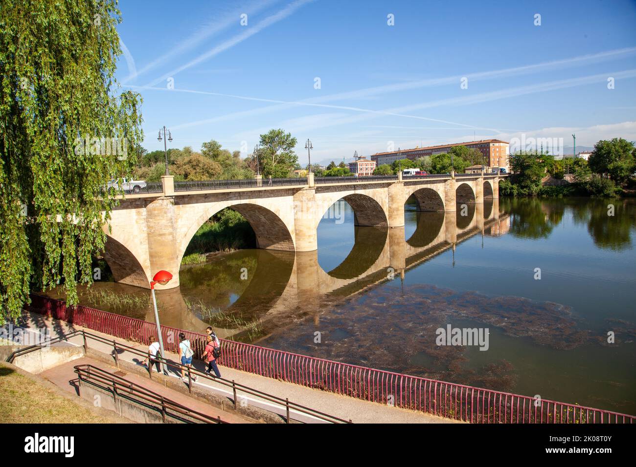 The bridge over the river Ebro in the Spanish city of Logrono Spain ...