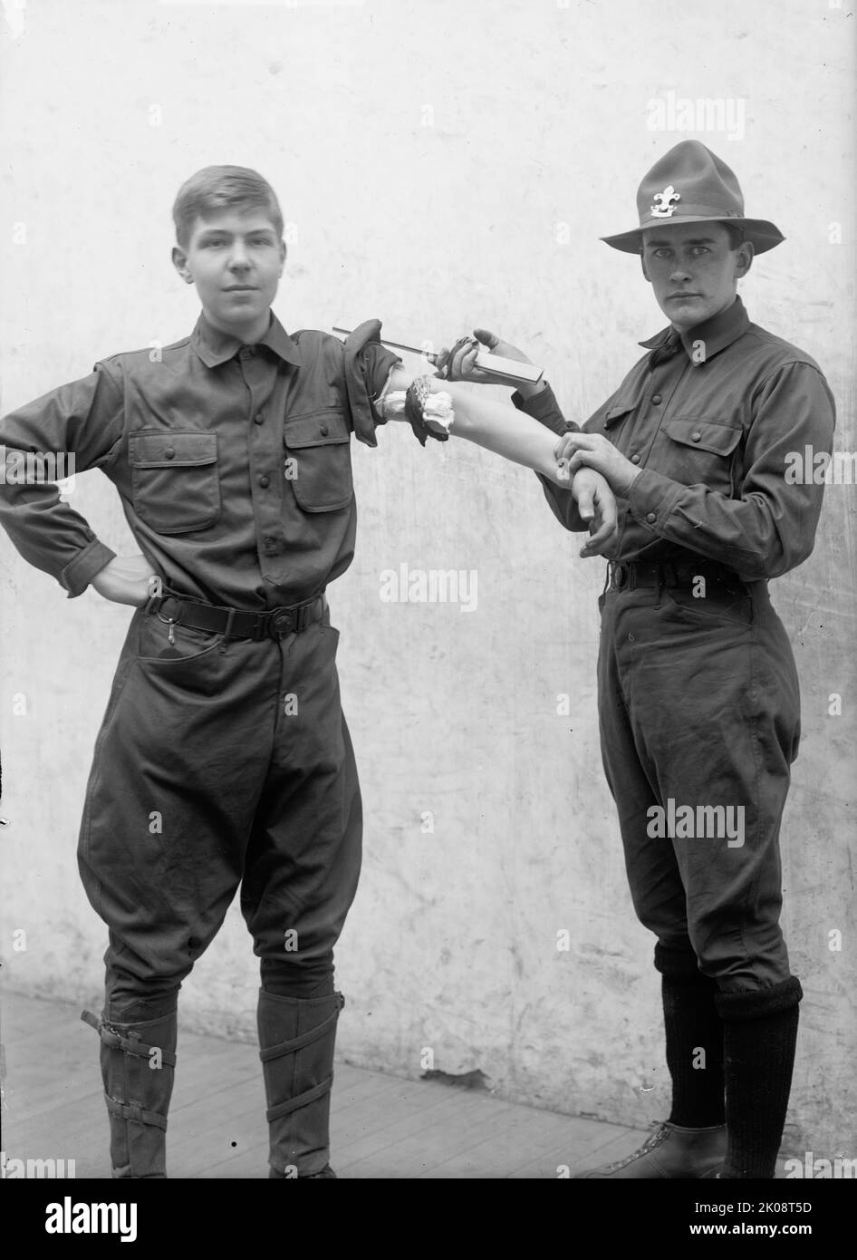 Boy Scouts Training Demonstration, 1912. [Tourniquet] Stock Photo - Alamy