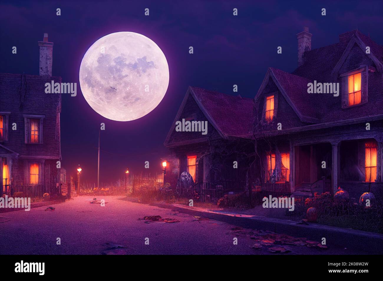 3D illustration of a Halloween concept background of a castle and ...