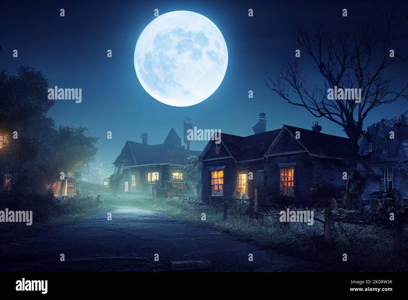 3D illustration of a Halloween concept background of a castle and ...