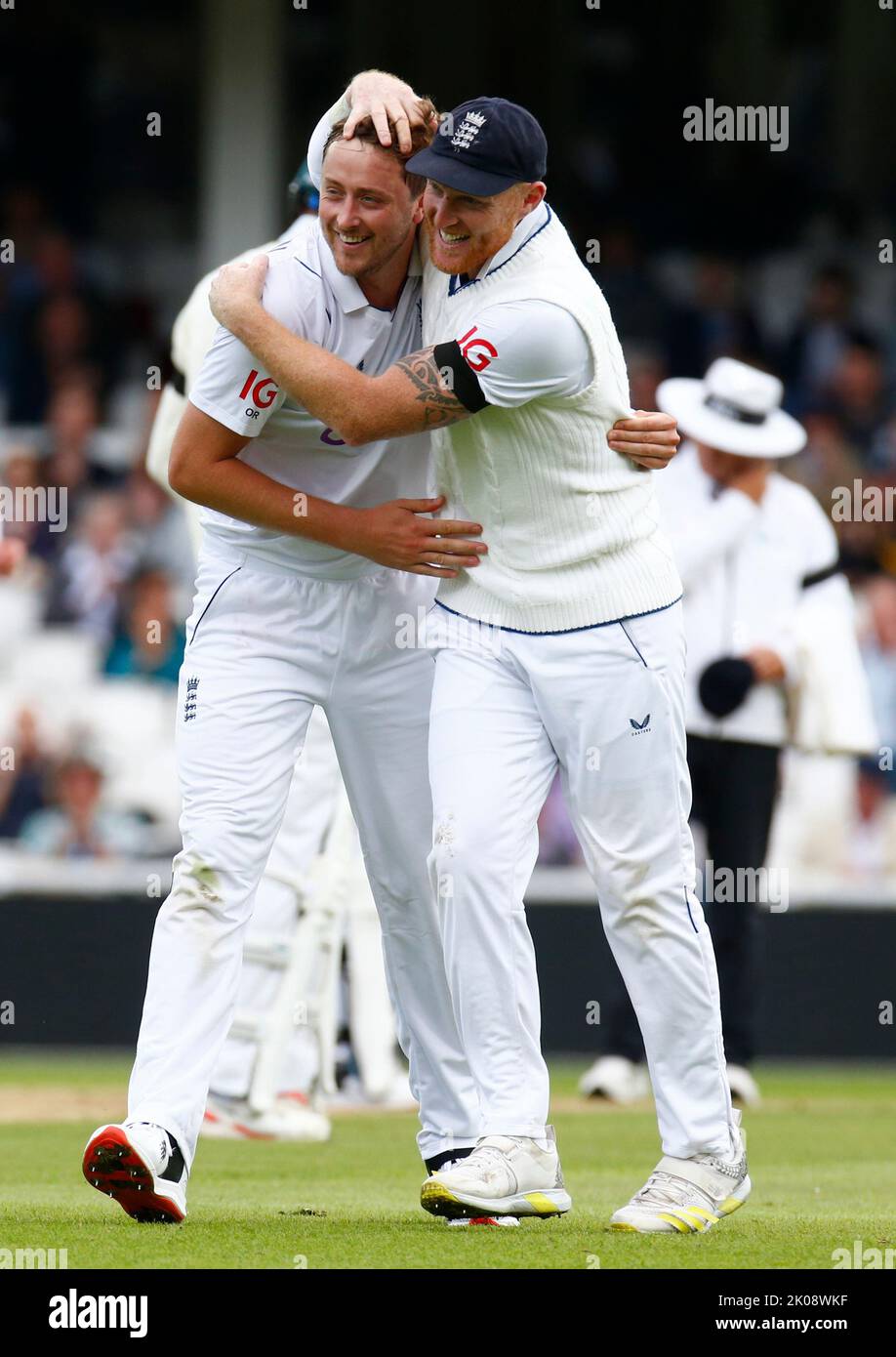 London, United Kingdom. 10th Sep, 2022. Ollie Robinson celebrates the ...