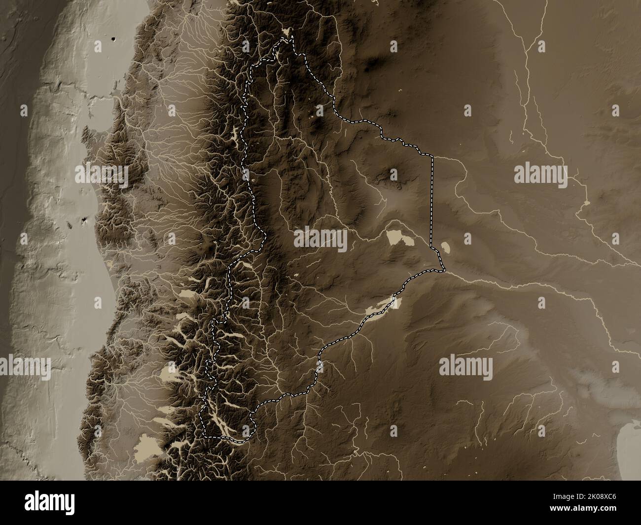 Neuquen, province of Argentina. Elevation map colored in sepia tones ... Neuquen, province of Argentina. Elevation map colored in sepia tones ...
