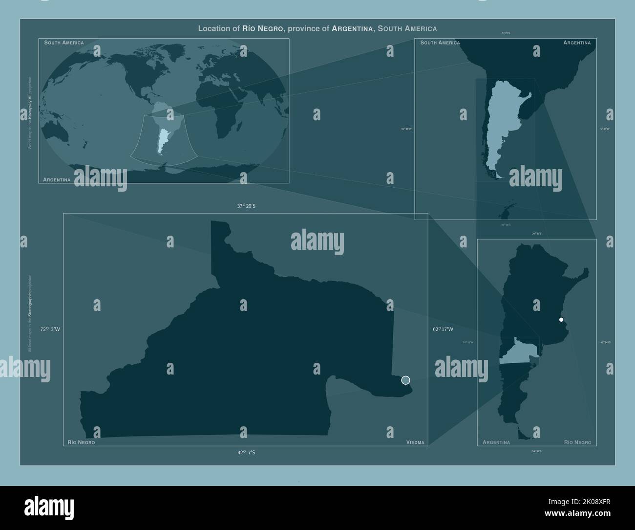 Rio Negro, province of Argentina. Diagram showing the location of the ...