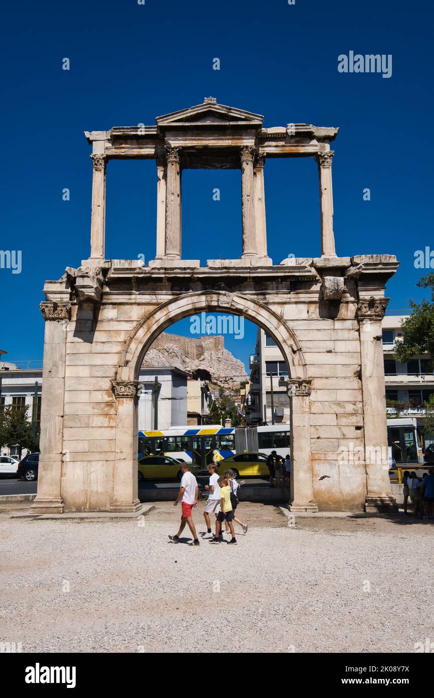 View of the Arch of Hadrian in Athens Stock Photo - Alamy