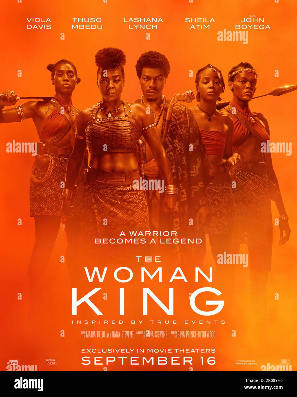 THE WOMAN KING, US poster, from left: Lashana Lynch, Viola Davis, John Boyega, Thuso Mbedu ...