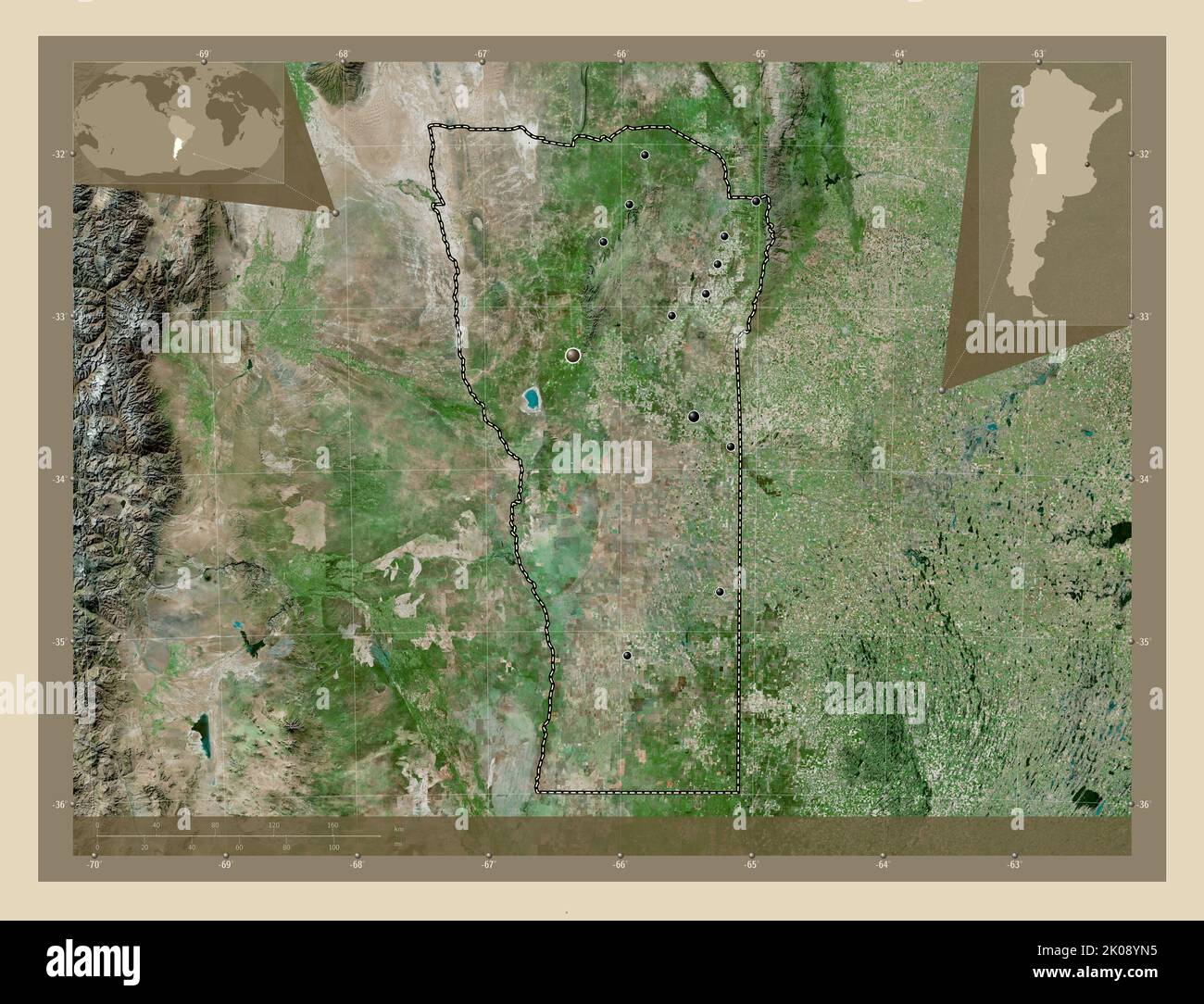 San Luis, province of Argentina. High resolution satellite map ...
