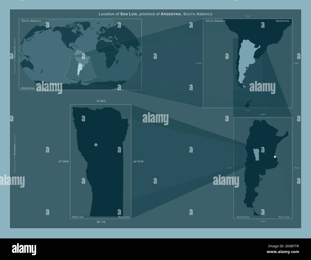 San Luis, province of Argentina. Diagram showing the location of the ...