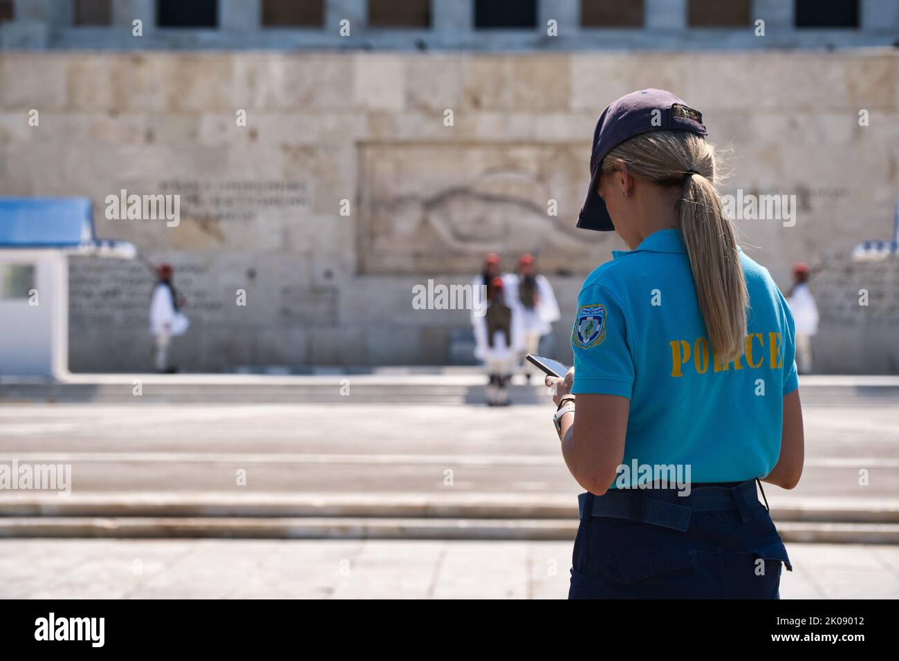 Police woman at the ceremony of the guard change at the unknown soldier ...